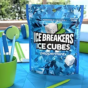 ICE BREAKERS Ice Cubes Peppermint Sugar Free Chewing Gum Pouch, 8.11 oz (100 Pieces)