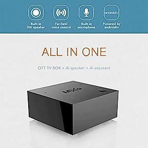 MXQ TV Cube Android 7.1 ATV TV Box with Build-in AI Speaker AI Assistant S905W Quard-core 2G+16G 4K up to 60fps T2R2 WiFi 2.4GHz/5GHz BT 4.2 Voice Control Smart TV Media Player for Home Entertainment