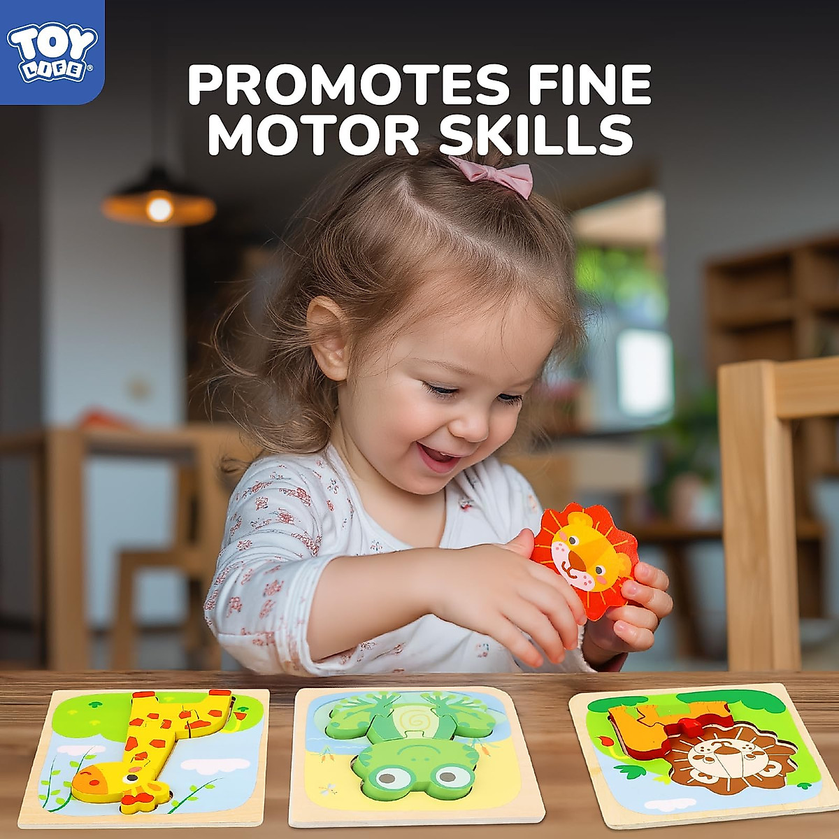 TOY Life Wooden Puzzles for Toddlers 1-3, Animals Toddler Puzzles, Puzzles for Toddlers 2-4, Wood Puzzles Educational Montessori Toys Gifts for 1 2 3 Year Old, Baby Puzzles 12-18, Kids Learning Toy