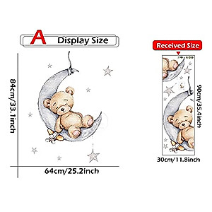 Teddy Bear Sleeping on The Moon and Stars Wall Stickers for Kids Baby Room Interior Decoration Wall Decals (Teddy Bear)