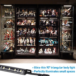 TORCHSTAR LED Safe Lighting Kit, (6) 12 Inch Linkable Light Bars + Rocker Switch + UL Power Adapter, 900LM, Input 100-240V, for Under Cabinet Gun Safe Locker Closet Showcase, 5000K Daylight