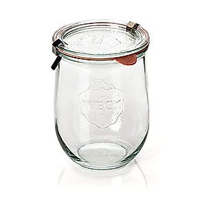 Weck - Large Glass Jars for Sourdough - Starter Jar with Glass Lid - Tulip Jar with Wide Mouth - Weck Jars 1 Liter Includes (Keep Fresh Cover)