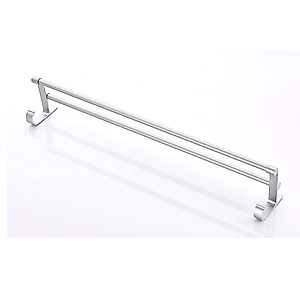 NERDOH Space Aluminum matt Double Rod with Hook Silver White Multifunctional Wall-Mounted Towel Rack-Length 40CM Wall Mounted Towel Bar Hanging for Kitchen Bathroom Cupboard