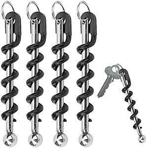 4pcs Corkscrew Spiral, Portable Keychain Corkscrew Black Stainless Steel Wine Beer Bottle Opener Corkscrew Kitchen Accessories