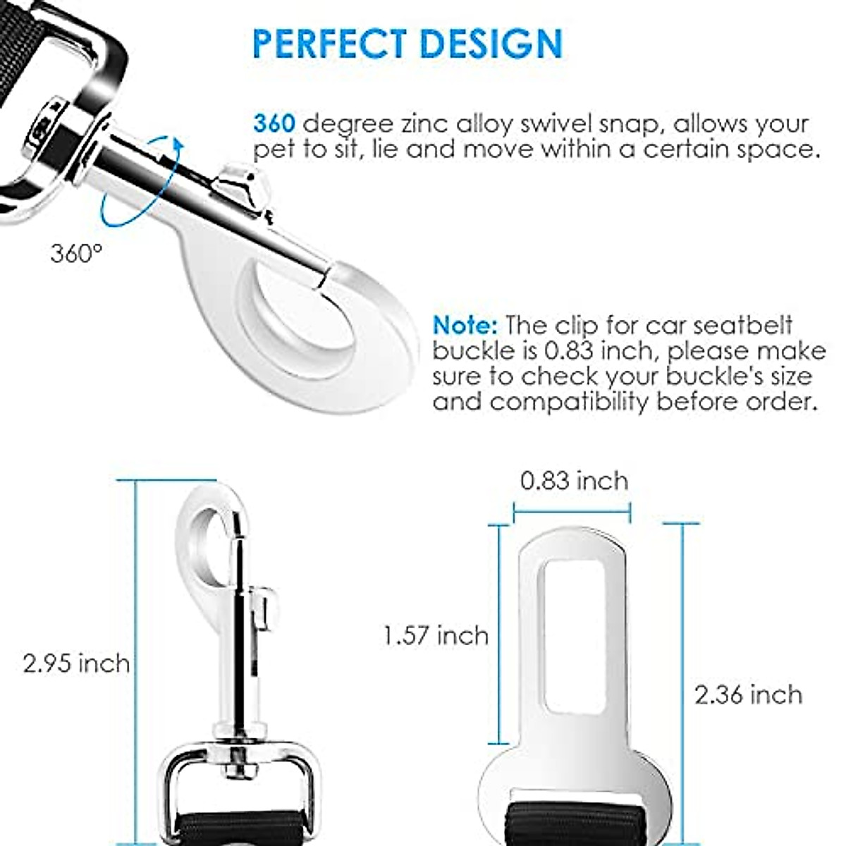 URPOWER Upgraded Dog Seat Belt 2 Pack Dog Car Seatbelts Adjustable Pet Seat Belt for Vehicle Nylon Pet Safety Seat Belts Heavy Duty & Elastic & Durable Car Seat Belt for Dogs, Cats and Pets