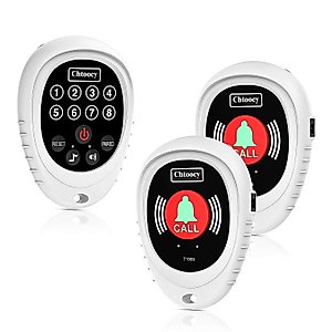 Chtoocy Rechargeable Wireless Caregiver Pager Smart Call Button 1000 Ft Range Nurse Calling Alert Patient Help System for Elderly Monitoring SOS Alert System Alarm