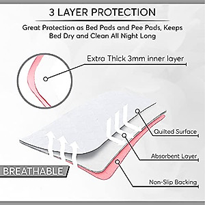 Heavy Absorbency Washable Underpads, Large Bed Pads, 34" x 36", for use as Incontinence Bed Pads, Reusable pet Pads, Great for Dogs, Cats, Bunny & Seniors, Made in The USA (34W x 36L (Pack of 2))