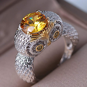 Moca Jewelry Iced Out Domineering Owl Ring 18K Gold Plated Bling CZ Simulated Diamond Hip Hop Ring for Men Women (9)