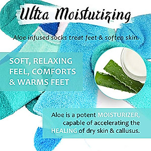 Aloe Socks, Bed Socks/Spa Socks for Women, Large Fuzzy Soft Aloe Infused Nylon Ankle Socks, Assortment A, 3 Pairs