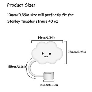 10mm Straw Cover, 3pcs Straw Covers Cap for Stanley Cup 40 oz 30 oz Food Grade Silicone Cute Large Cloud Straw Topper Straw Tips Cover Protector Plugs for Stanley Tumblers for Stanley Cup Accessories
