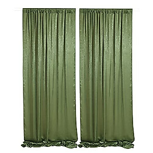 SHERWAY 2 Panels 4.8 Feet x 10 Feet Olive Green Thick Satin Wedding Backdrop Drapes, Non-Transparent Window Curtains for Party Ceremony Stage Decoration