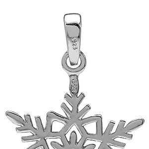 Silvershake Garnet Red Cubic Zirconia 925 Sterling Silver Snowflake Pendant with 18 Inch Chain Necklace