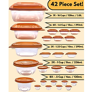 Room 2 Room 42-Piece Food Storage Container Set For Food Storage, Dishwasher Safe, Airtight, BEST VALUE (Orange)