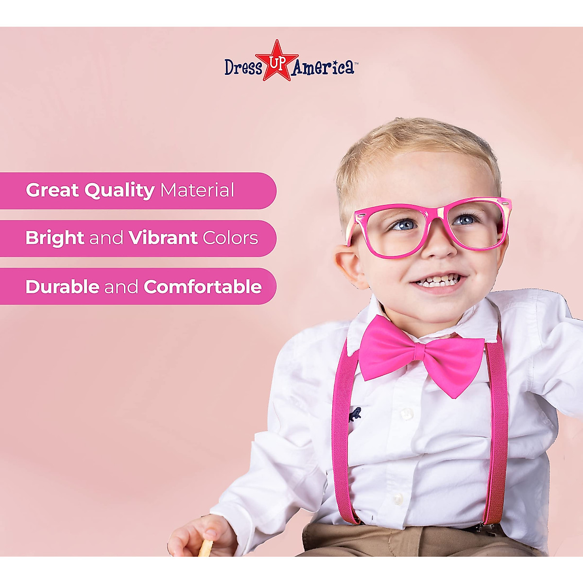 Dress Up America Bow Tie and Suspenders Set - Bow, Glasses & Suspenders for Boys and Girls, Party Accessories Adults & Kids