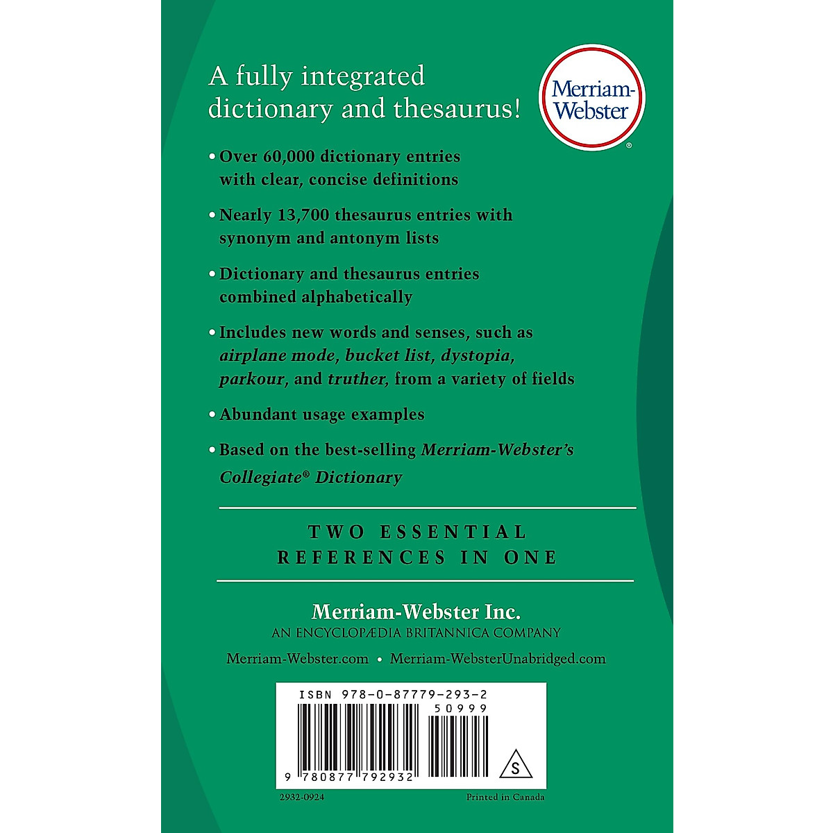 Merriam-Webster's Dictionary and Thesaurus, Newest Edition, Mass-Market Paperback