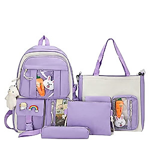 Kawaii Backpack Pins Accessorie 4Pcs Set Cute Kawaii Rucksack for School Bag Cute Aesthetic Backpack