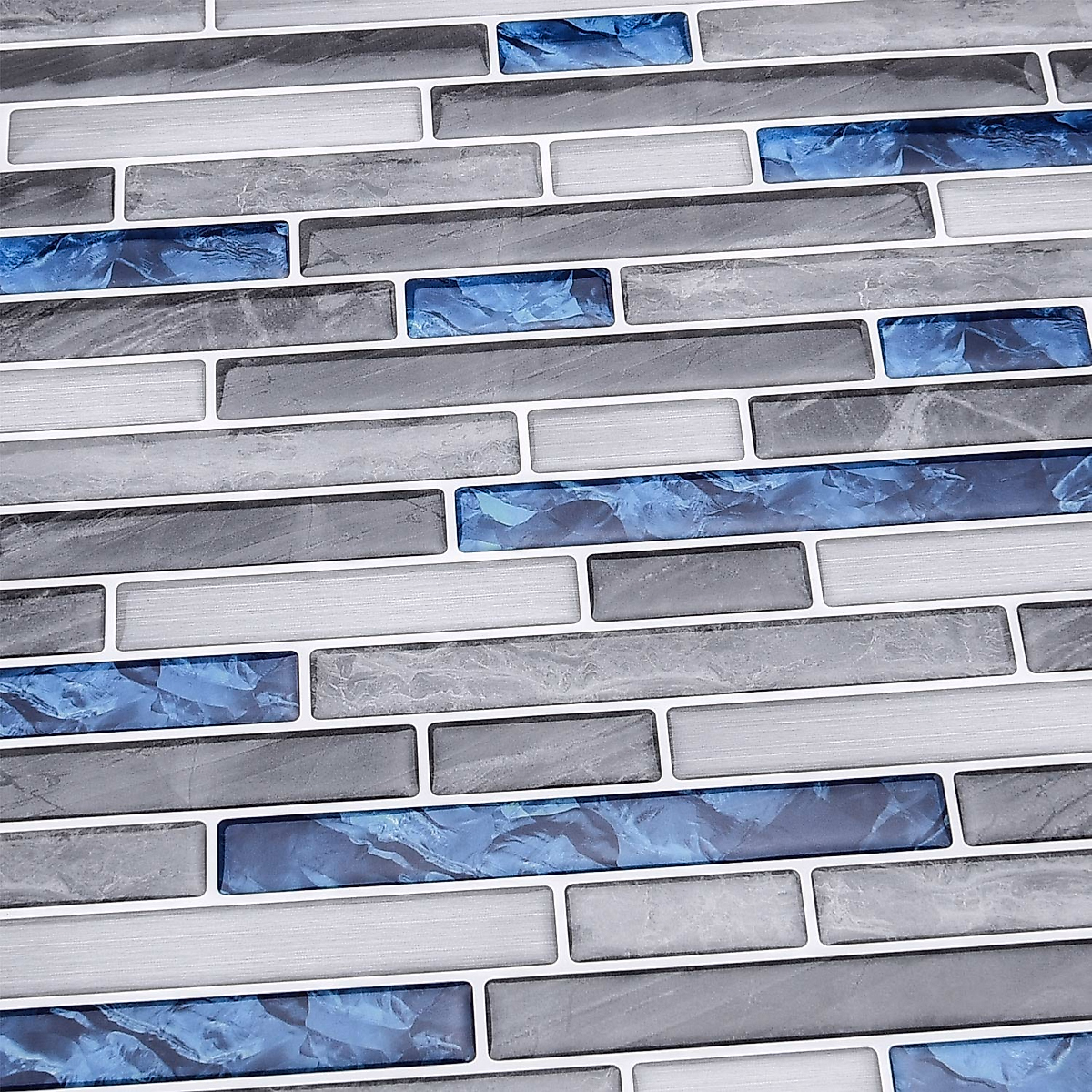 Art3d Peel & Stick Brick Kitchen Backsplash Self-Adhesive Wall Tile Stone Design, 10 Sheets, Blue Marlbe, 30 * 30cm (A17086P10)