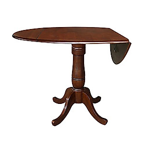 IC International Concepts International Concepts Round Hardwood Dual Drop Leaf Pedestal Espresso Dining Table