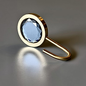 Solid Brass Rhinestone Wall Hooks, Adhesive Coat Backpack Purse Wall Hangers, Wall Mounted Fancy Hooks (Gray 2 Pack)