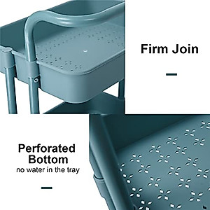 HOUKAI Kitchen Furniture Multi-Layer Steel Frame Wood Partition Multifunction Organizer Cart with Wheels Kitchen Trolley (Color : Black, Size : 3-Tier)