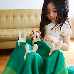 Sarah's Silks 4 Pack of Wooden Play Clips for Kids | Montessori and Waldorf Toys for Fort Building, Imaginative, and Pretend Play Maple