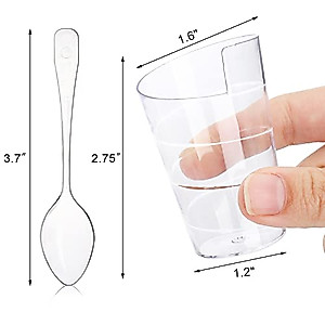 Fasmov 100 Pack 2 Oz Mini Dessert Cups with 100 Spoons, Clear Plastic Parfait Appetizer Cup for Tasting Party Desserts Appetizers