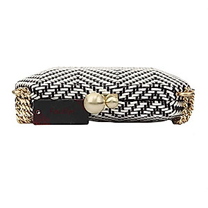 Fawziya Color Block Weave Clutch Purse Thick Chain Evening Bags And Clutches-Black