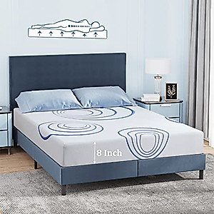 EGOHOME Twin Mattress for Kids, 8 Inch Bamboo-Charcoal Gel Cooling Memory Foam Bunk Bed Mattress in a Box, Medium Fiberglass Free Mattress Made in USA, CertiPUR-US Certified, Blue