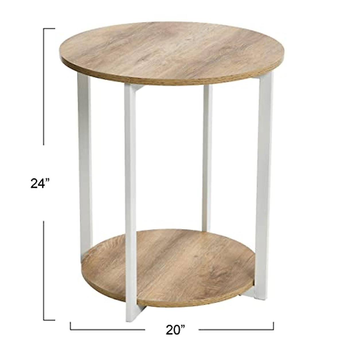 Household Essentials Coastal Oak Round End Table 2 Tier