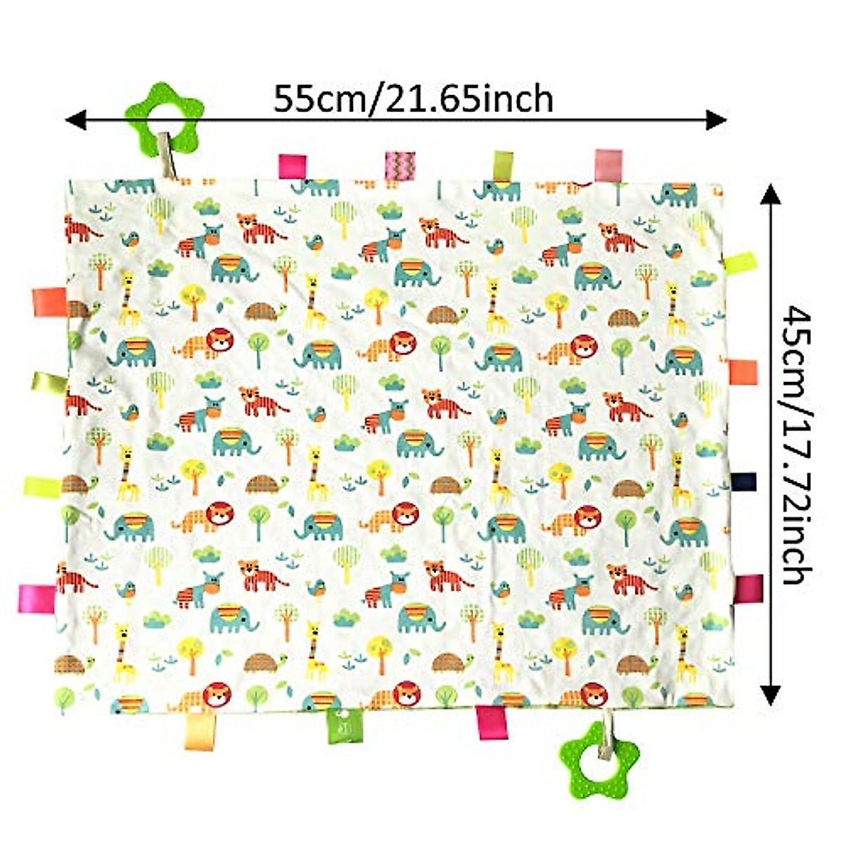 G-Tree Large Blanket with Tag for Babies, Soft Taggy Security Blanket, Lovely Tag Blanket (Green)