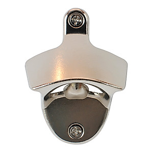 Metal Beer Bottle Opener Wall Mounted With Magnetic Cap Catcher - Stainless Steel Finish For Indoor or Outdoor Use