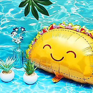 10 Pieces Taco Mylar Balloons Taco Foil Balloons Gold Taco Balloons for Birthday Wedding Baby Shower Mexican Fiesta Theme Party Decoration