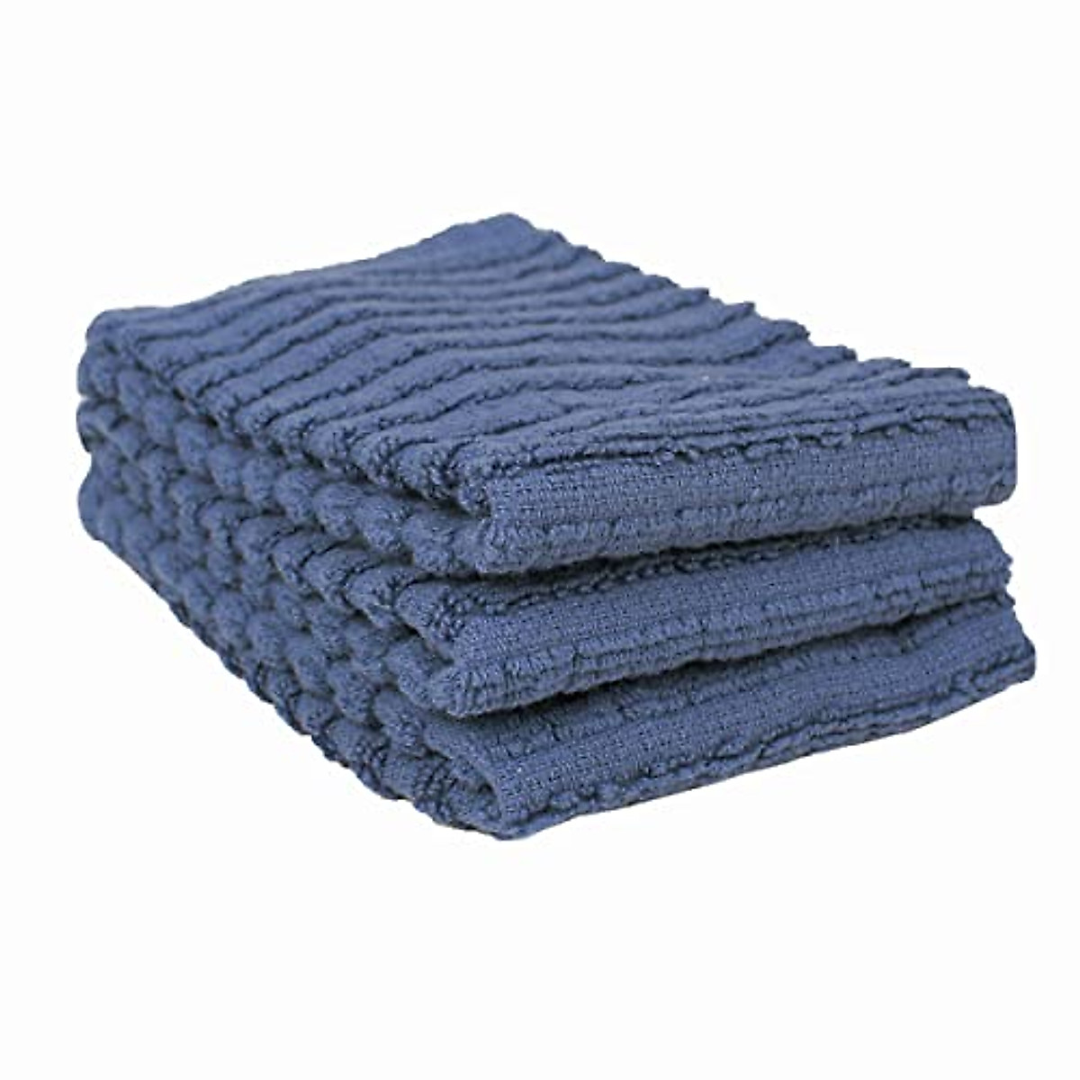 Ritz Royale Collection 100% Combed Terry Cotton, Highly Absorbent, Kitchen Dish Cloth Set, 13-3/4" x 12", 3-Pack, Solid, Federal Blue