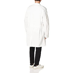 Landau Essentials Relaxed Fit 5-Pkt 4-Button Full-Length Lab Coat for Men 3124 White 8oz 100% Cotton Twill