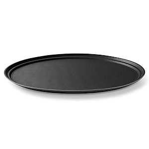 Jubilee 29" Oval Restaurant Serving Tray, Black - NSF Certified Non-Slip Food Service Tray