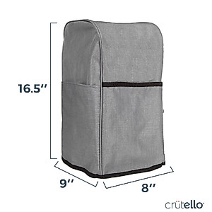 Crutello Food Processor Cover, Blender Dust Cover with Storage Pockets for Medium Elemental 8-13 Cup Processor, Cuisinart 13-Cup Food Processor Carrying Case, Kitchenaid Food Processor Cover