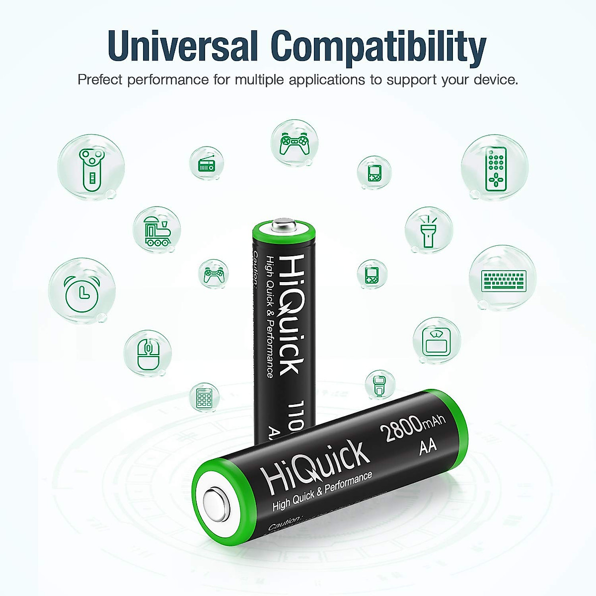 HiQuick AA AAA Rechargeable Batteries Combo - 2800mAh AA Rechargeable Batteries (4 Pack) and 1100mAh AAA Rechargeable Batteries (4 Pack), Performance 1.2V Ni-Mh Batteries