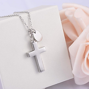 BEILIN S925 Sterling Silver Cross Urn Necklace for Women Men - Keepsake Memorial Cross Cremation Jewelry for Ashes(Always in my heart)