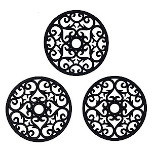 Makerstep Silicone Trivet Mat 3 Set in Heart Design Trivets. Hot Pan Holder Hot Pads for Countertop & Table. Non Slip, Serving Dishes Plates. Dishwasher Safe, Heat Resistant Kitchen Gadgets, Black