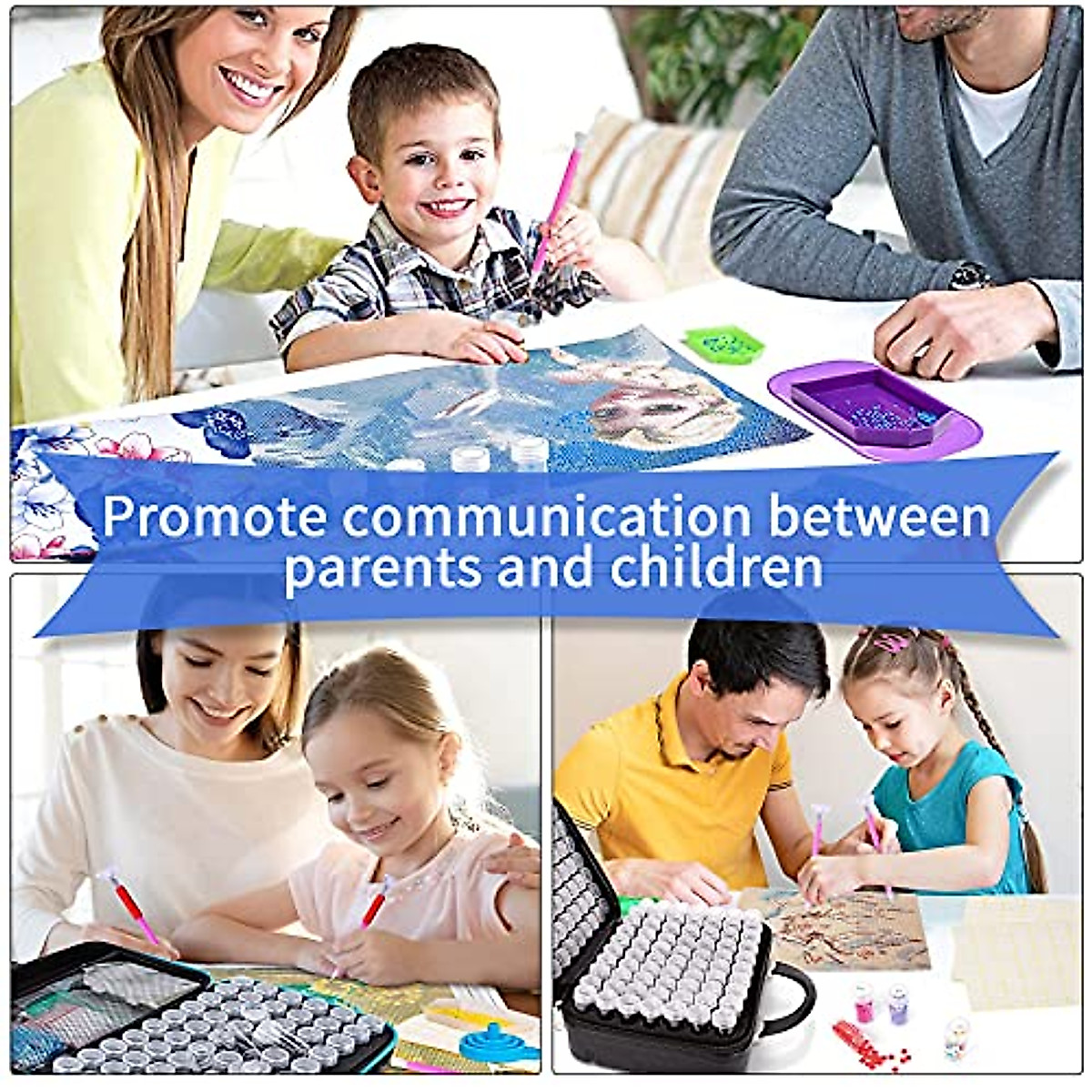 VAIIEYO Diamond Painting Storage Containers, 60 Slots EVA Shockproof Beads Storage, Label Stickers for DIY,Portable Diamond Embroidery Craft Jewelry Beads Rhinestones Organizer Durable High Capacity