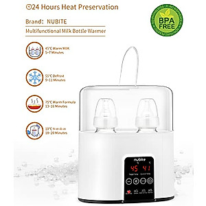 Milk Warmer for Baby, Bottle Warmer for Breastmilk Thawing, Bottle Steril-izer, Food Steamer, Water Warmer for Formula, LCD Display Accurate Temperature Adjustment, 24H Constant Mode