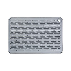 IYYI Dish Drying Mat for Kitchen Counter, Silicone Dish Drainer Mat, Multiple Usages Draining Mat, Heat Resistant Dish Mat, Dishwasher Safe(Light Gray,S)