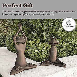 Pure Garden Stretching Yoga Frog Lawn and Garden Décor, Bronze