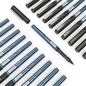 ARTEZA Rollerball Pens Fine Point, Set of 20 Black Liquid Ink, Extra Fine 0.5 mm Needle Tip Pen, Make Precise Lines