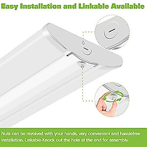 hykolity 110W 8FT LED Shop Lights Ultra Slim LED Wraparound, 12600lm 5000K LED Strip Lights, Flush Mount Warehouse Garage Office Ceiling Light Fixture, 8 Foot Fluorescent Tube Replacement - 4 Pack