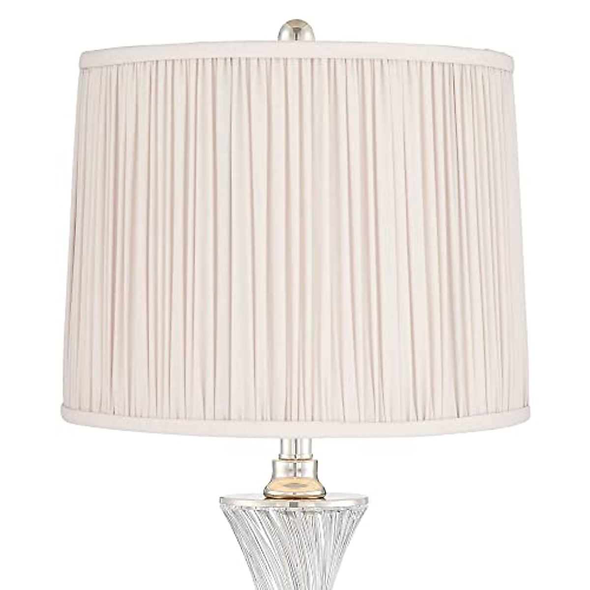 Regency Hill Luca Modern Table Lamps Set of 2 with USB Charging Port 25 1/2" High Twisted Glass Oyster Shirred Fabric Drum Shade for Bedroom Living Room Bedside Nightstand House Desk Office