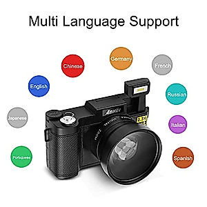 Usbinx Life Amkov-R2 Digital Camera Vlogging Camera with YouTube 30MP Full HD 2.7K Vlog 24MP Camera with Flip Screen 180° Rotation for Professional Photographer Photograph Enthusiast