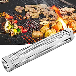 VTOSEN 12 Inch Stainless Steel Smoker Tube for Pellet Grills - Rhombus Shape Smoke Tube for BBQ, Smoked Box, Fruit Wood - Outdoor Grills