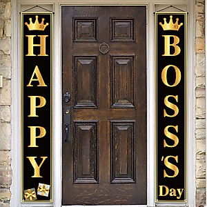 Pudodo Happy Boss's Day Porch Banner Best Boss Ever Gift Office Celebration Party Front Door Wall Hanging Banner Decoration
