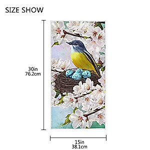 Happy Easter Eggs Kitchen Hand Towels Spring Bird Cherry Blossom Dish Towel Decorative Fingertips Towels Soft Quality Washcloths for Bathroom Sports Spa Gym Yoga Guests Hotel 30 X 15Inch